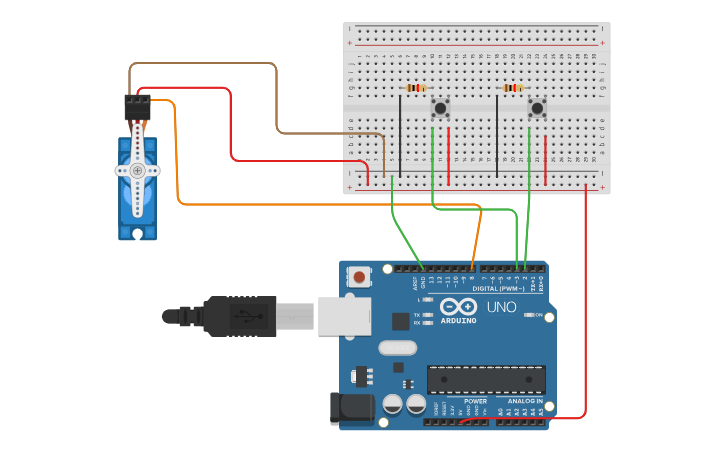 Circuit design Servomotor II | Tinkercad