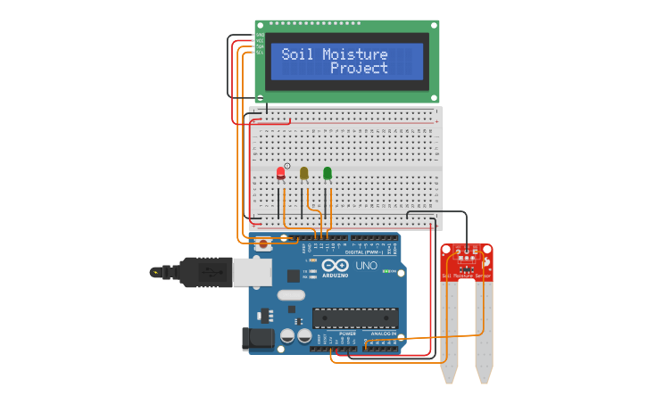 Circuit design Soil moisture - Tinkercad