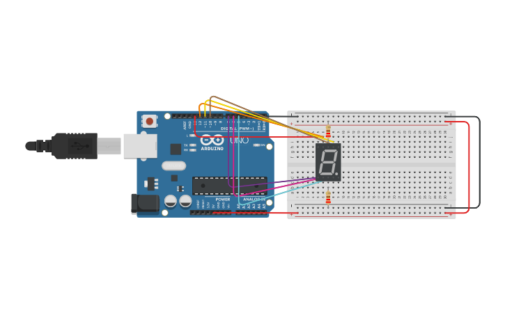 Circuit Design Display 7 Elementos Tinkercad