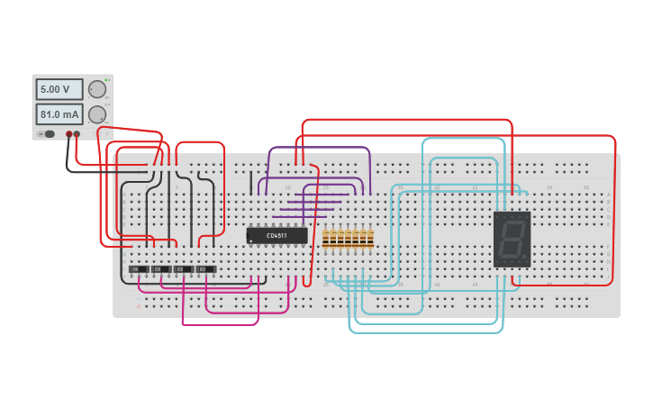 Circuit design 7 segment - Tinkercad