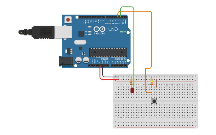 Circuit design Encender y apagar Led - Tinkercad Circuit design Encender y apagar Led - Tinkercad