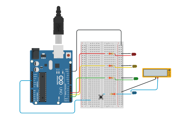 Circuit design Traffic Lights - Tinkercad