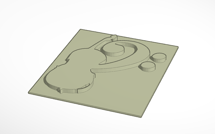 3D design Cello-Bass Clef Wall Art - Tinkercad