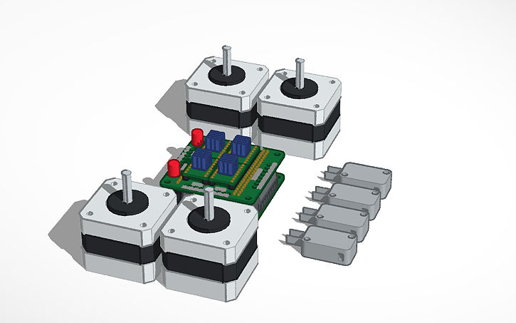3D design +24V USB Klipper Quad Stepper - Tinkercad