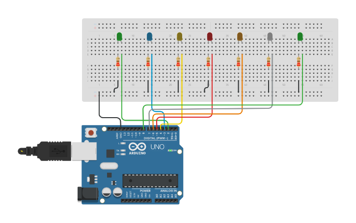 Circuit design Ciclo "While" - Tinkercad