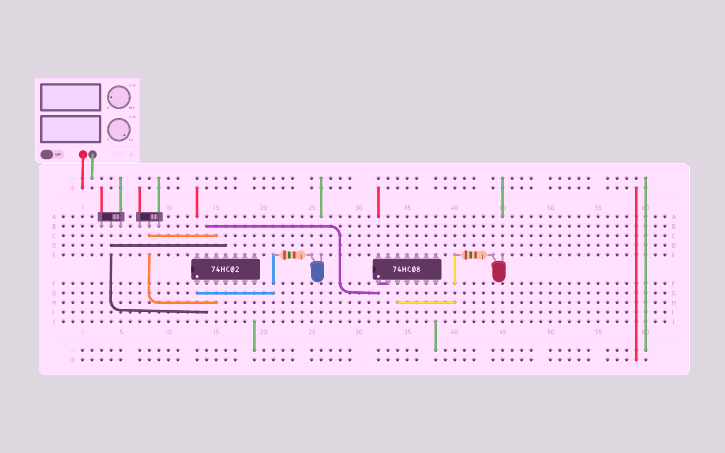 Circuit design de morgan law 1 - Tinkercad