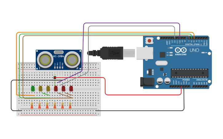 Circuit design Sensor de proximidade | Tinkercad Circuit design Sensor de proximidade | Tinkercad