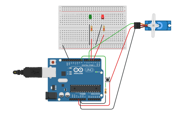 Circuit Design Barrera Parking Pulsador Tinkercad