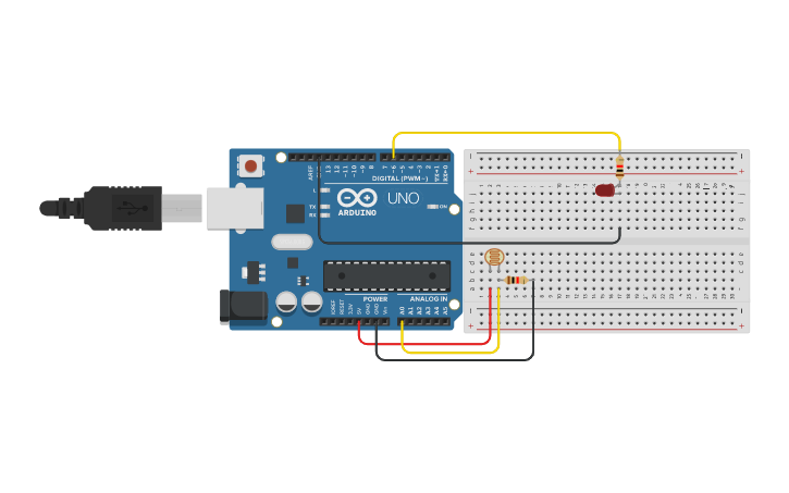Circuit design 7.Photo Resistor - Tinkercad
