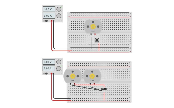 Circuit design Ejercicios de Circuito de CC en un Motor - Tinkercad