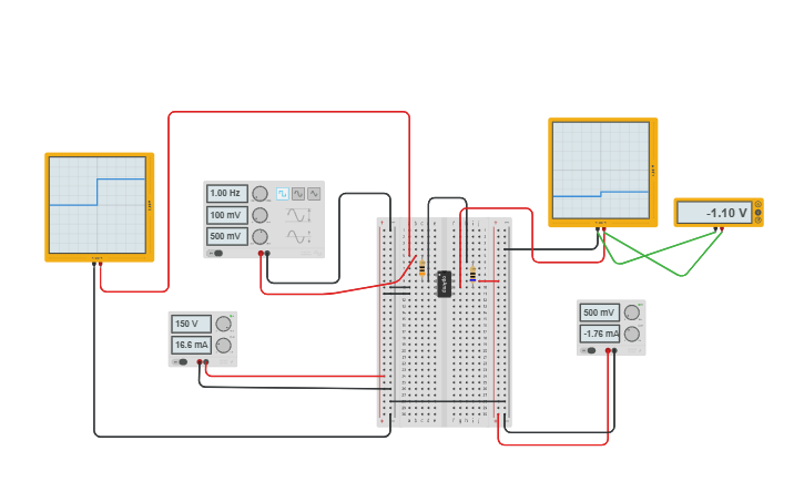 Circuit design inverting amplifier - Tinkercad