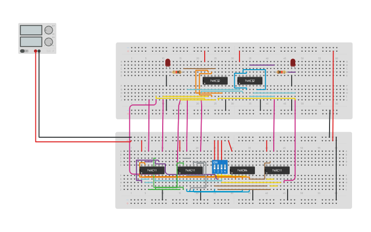 Circuit design Full adder using 3:8 Decoder - Tinkercad