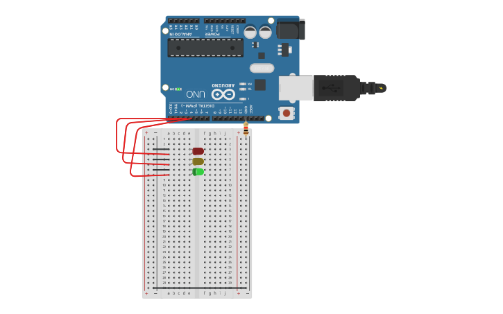 Circuit design Traffic Lights - Tinkercad