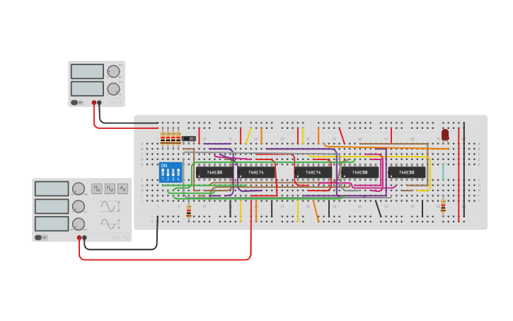 Circuit design PISO - Tinkercad