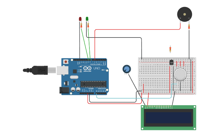 Circuit design Fire Alarm - Tinkercad
