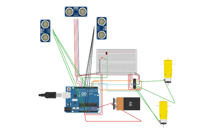 Circuit design Main MainObstacle avoiding Robot - Tinkercad