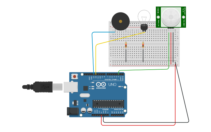 Circuit design 18BD1A0549 Security system alarm - Tinkercad