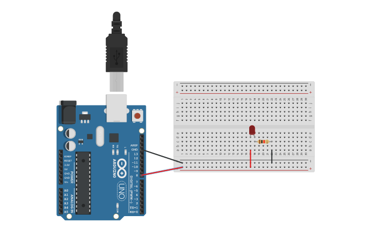 Circuit design LED Breadboard - Tinkercad