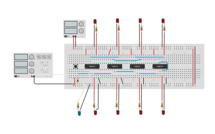 Circuit design 8-bit Shift Register from Scratch - Tinkercad