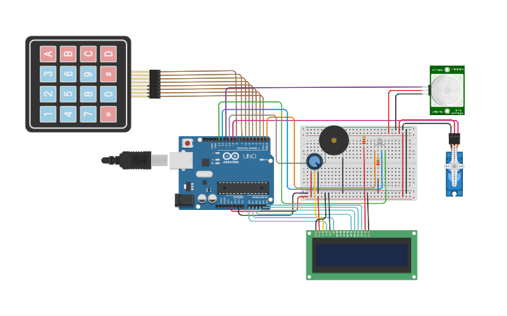 Circuit design smart door lock system - Tinkercad