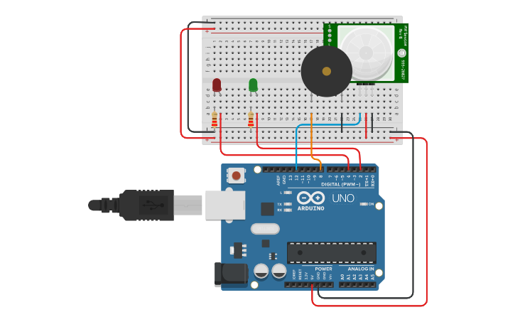 Circuit Design Sensor Pir Tinkercad