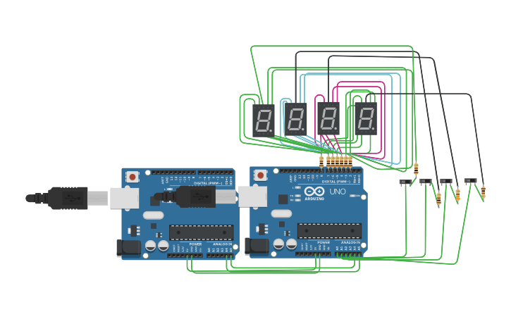 Circuit design Seven segment - Tinkercad