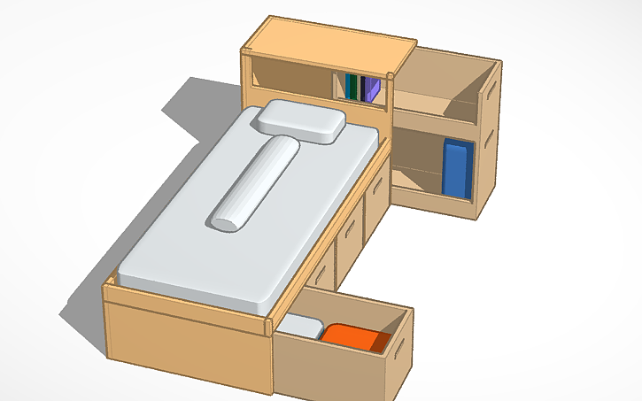 3D design Single Bed Storage - Tinkercad