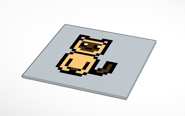 3D design Siamese Cat Pixel Art - Tinkercad
