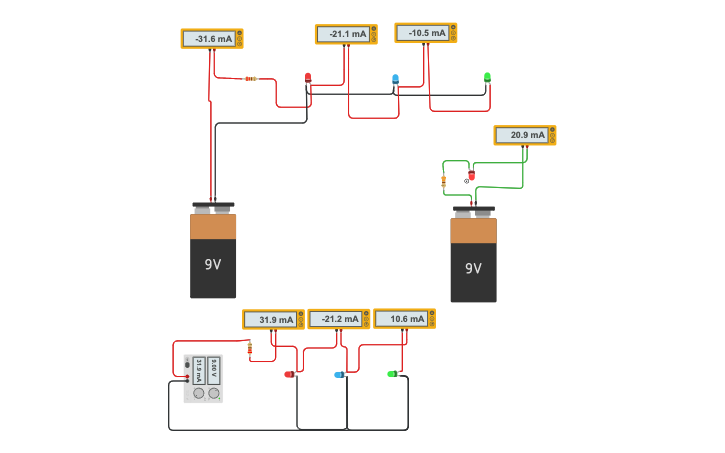 Circuit design Leds paralelo | Tinkercad
