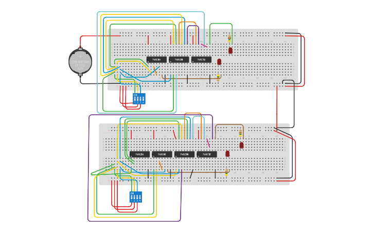 Circuit design 3-Bit Adder/Subtractor - Tinkercad