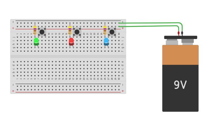 Circuit design Circuito con 3 leds - Tinkercad