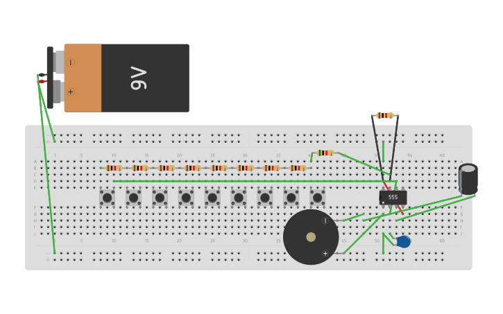 Circuit design electric piano - Tinkercad