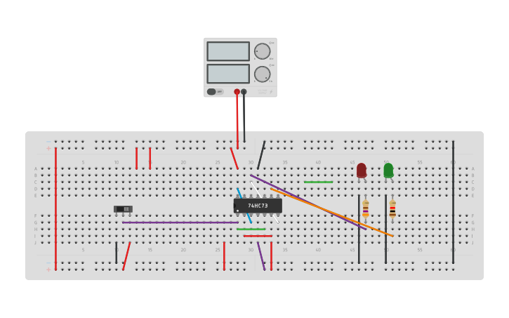 Circuit design Asynchronous Down Counter | Tinkercad