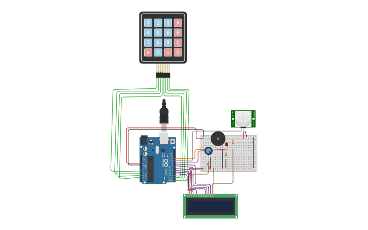 Circuit design Sistema de Seguridad - Tinkercad