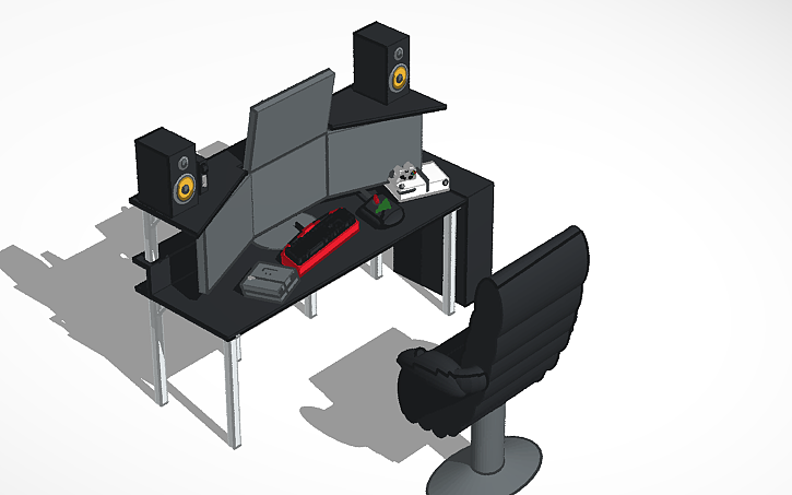 3D design computer desk - Tinkercad
