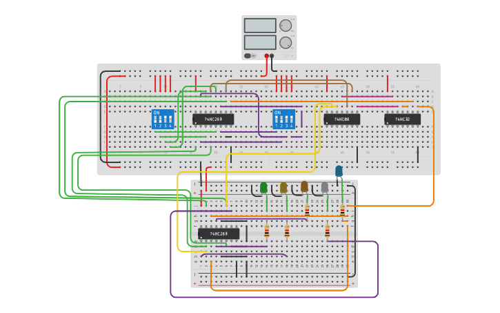 Circuit design BCD Adder | Tinkercad