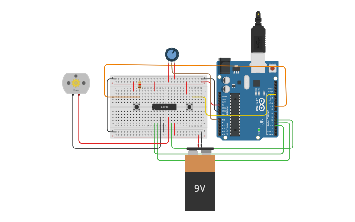 Circuit design L293D | Tinkercad