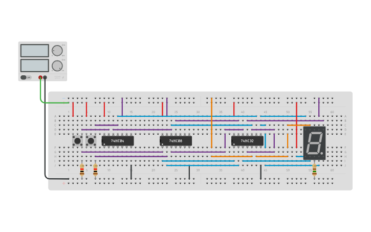 Circuit design decoder_7 seg AbCd - Tinkercad