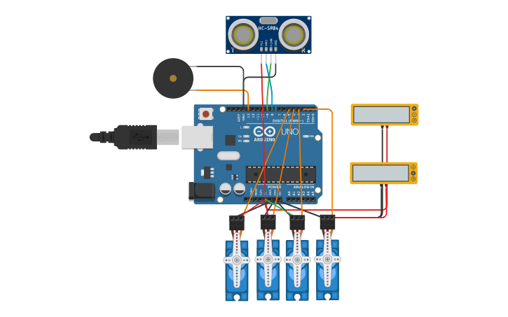Circuit design Otto DIY Arduino UNO | Tinkercad