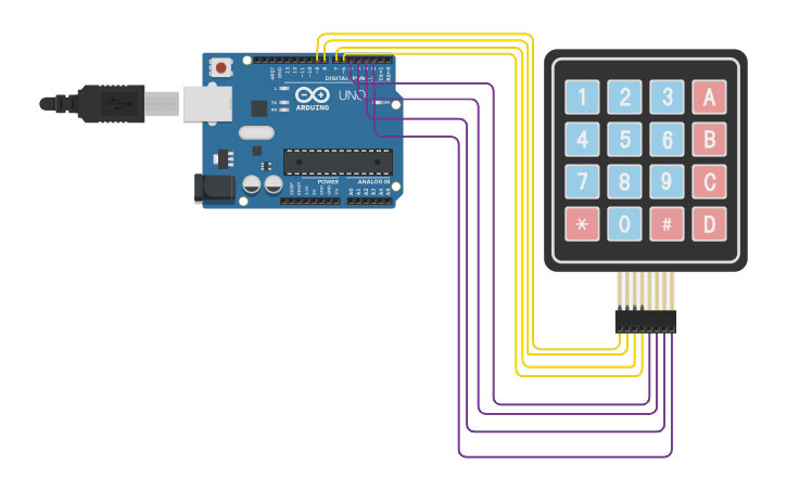 Circuit design Teclado Matricial - Tinkercad