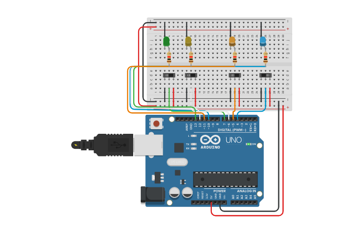 Circuit design Binary to Gray - Tinkercad