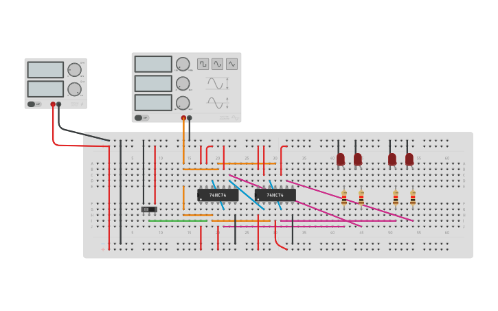 Circuit design SIPO - Tinkercad