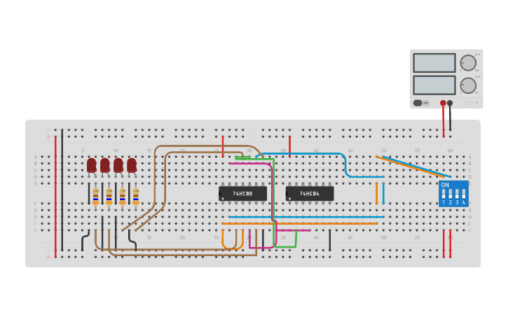 Circuit design 2 to 4 Decoder - Tinkercad