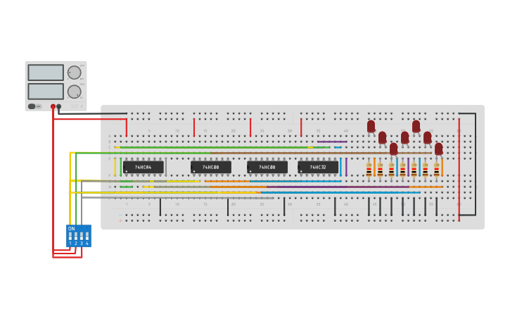 Circuit design LED Dice Pattern - Tinkercad