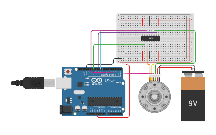 Circuit Design Motor Stepper Tinkercad