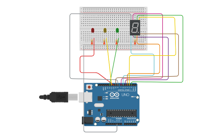Circuit design Smart Traffic Light Control System - Tinkercad