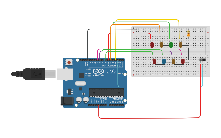 Circuit design ROLETA FESTA JUNINA 2018 - LED Roulette Game - Tinkercad