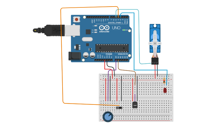 Circuit design different sensors and accutators | Tinkercad