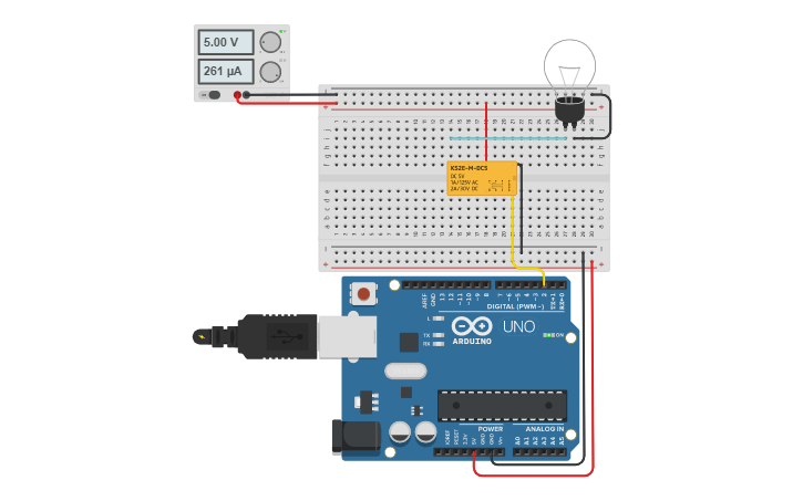 Circuit design Relé con Arduino | Tinkercad