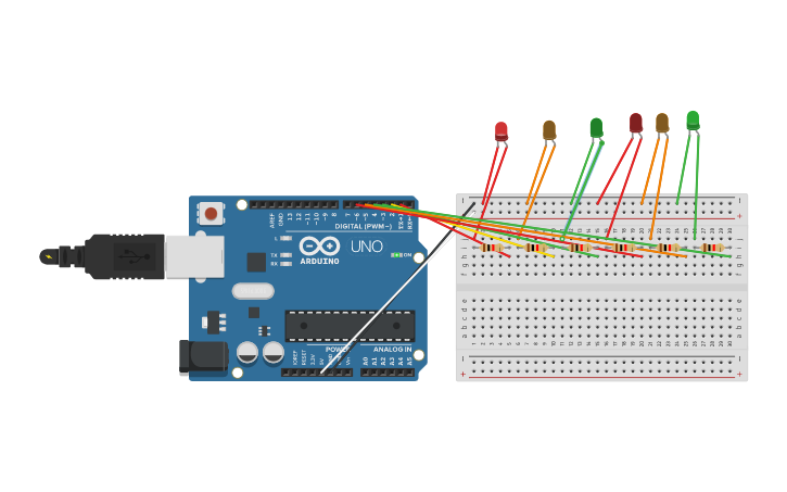 Circuit design Two-Way Traffic Light | Tinkercad